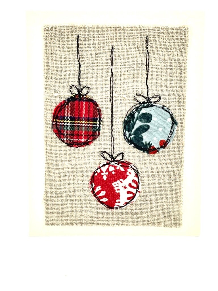 Handmade Christmas Card, Handmade Bauble Card, Original Machine ...