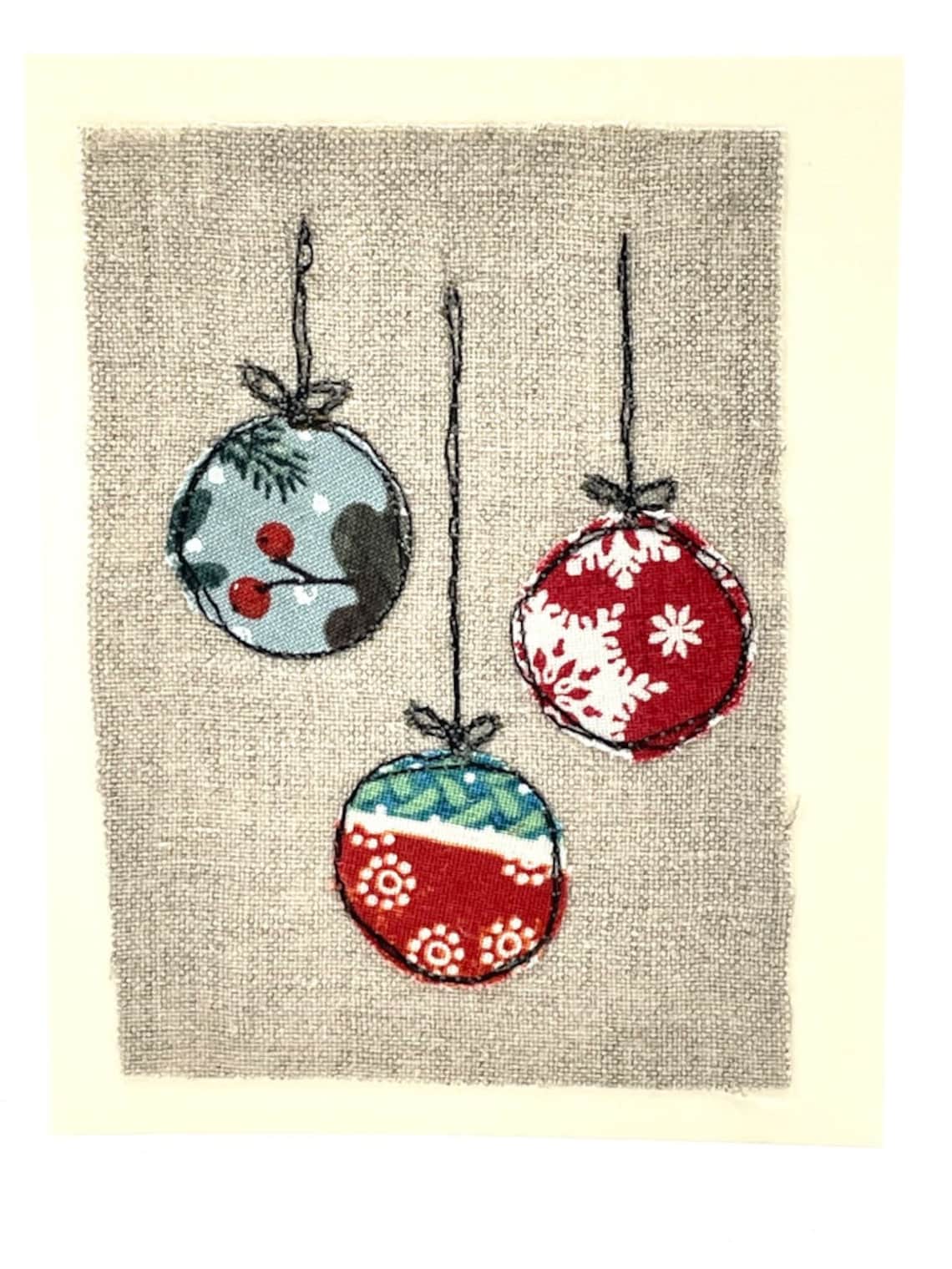 Handmade Christmas Card, Handmade Bauble Card, Original Machine ...