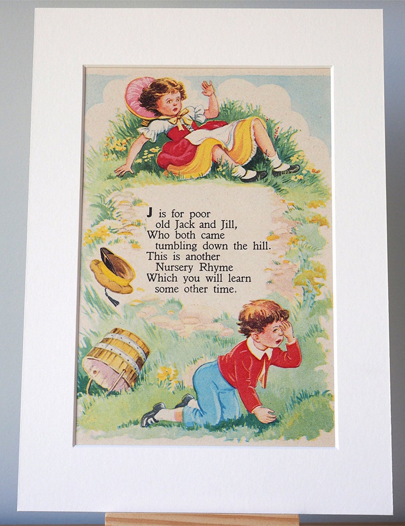 Jack and Jill Children's Book Print Vintage Nursery Art Nursery Rhyme ...