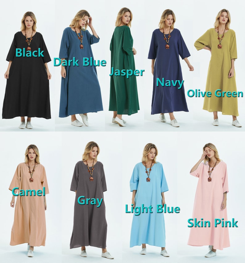 Anysize Concise Style With Side Pockets Soft Linen Dress - Etsy