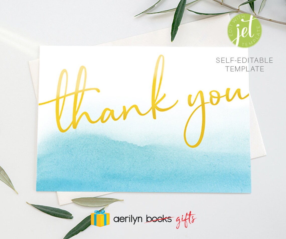 Sip Sip Hooray Thank You Card Template | Watercolor Editable Printable ...