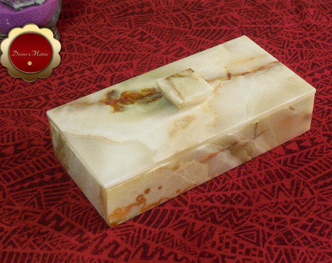 Large Onyx Jewelry Box, Carved Onyx Storage Box With Lid, Trinket Box ...