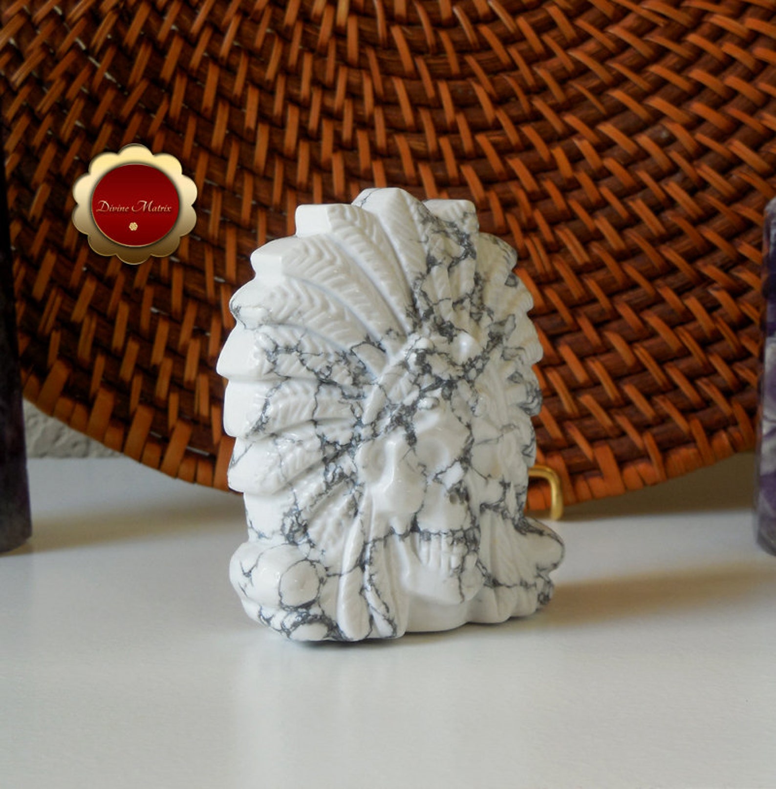 Howlite Indian Skull Large Carving Polished Howlite Indian - Etsy