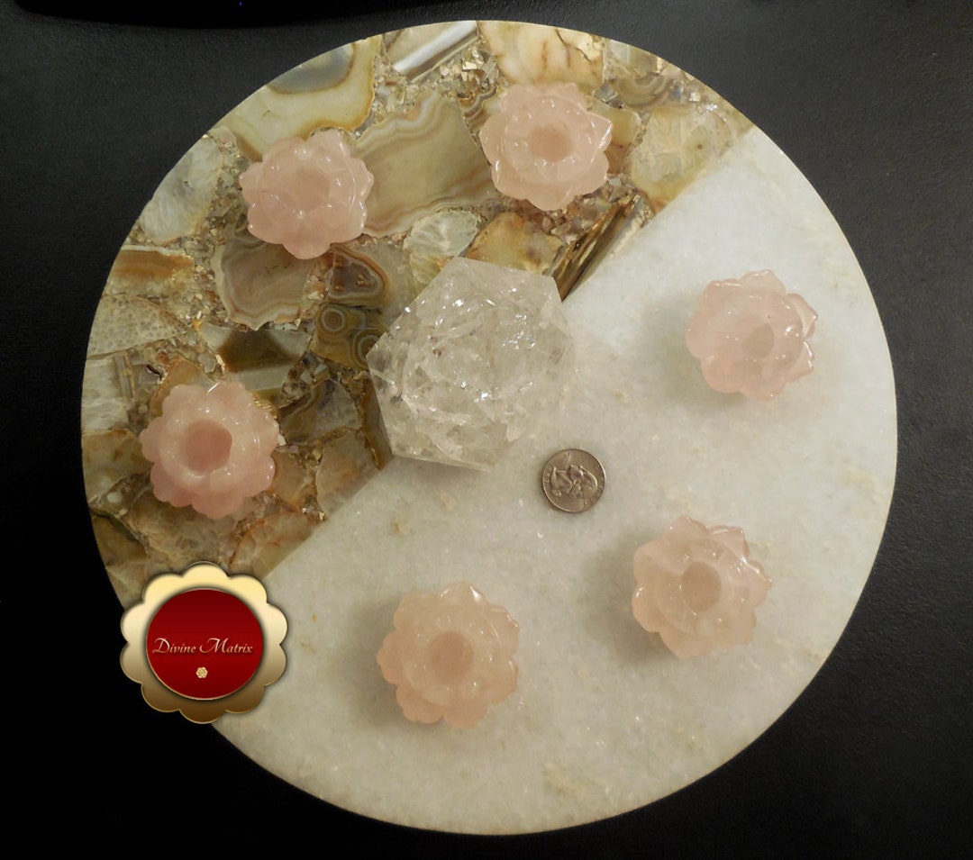 Rose Quartz Carved Lotus, Rose Quartz Sphere Holder, Carved Lotus for ...