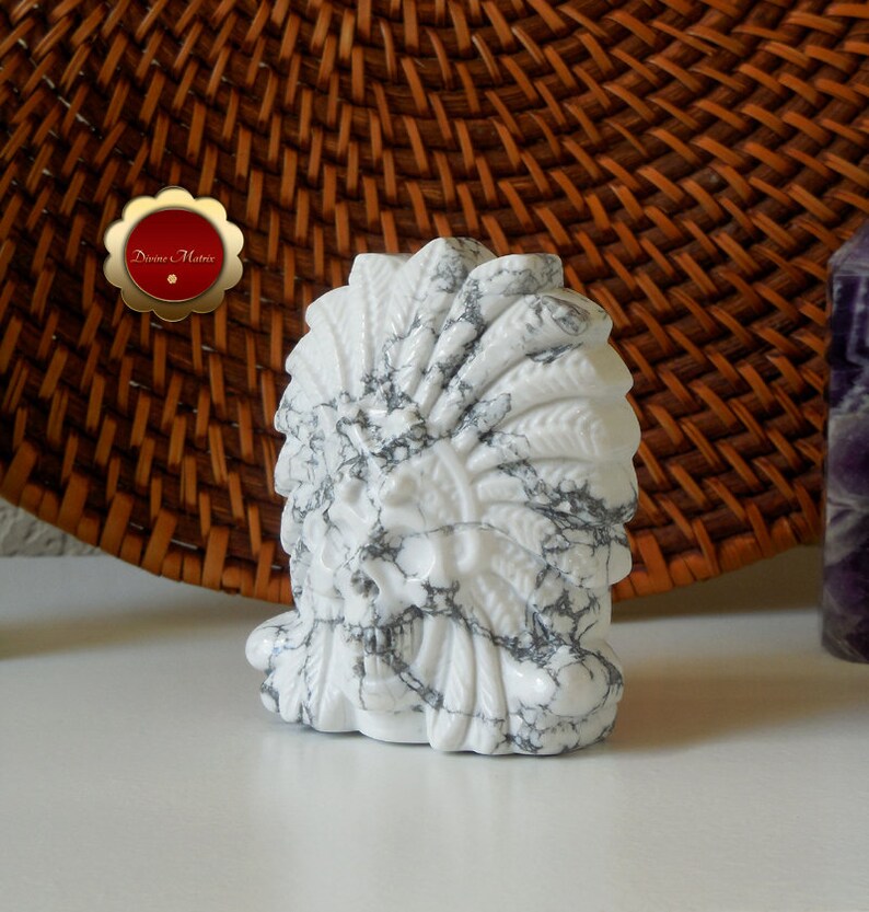 Howlite Indian Skull Large Carving Polished Howlite Indian - Etsy