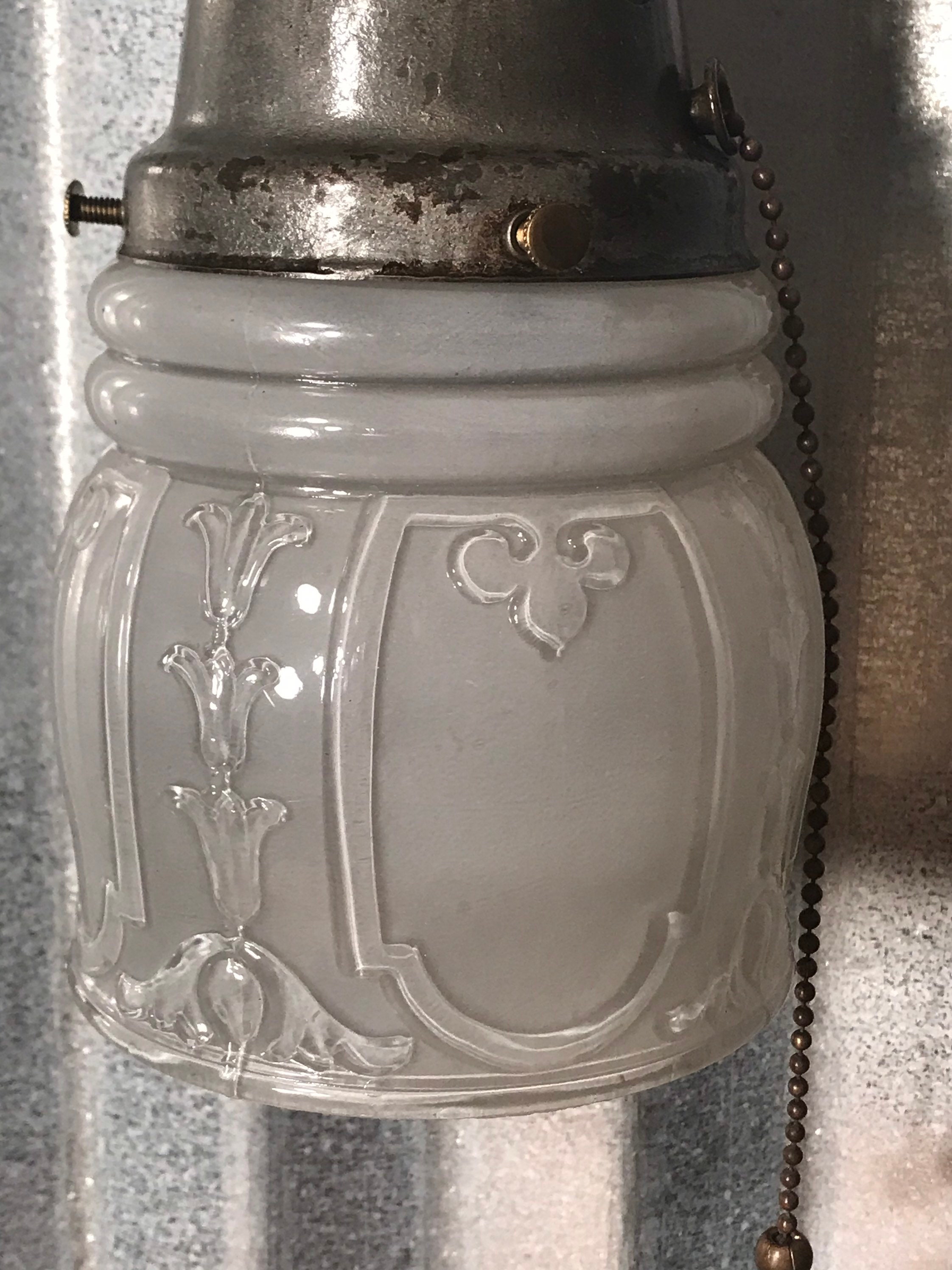 ANTIQUE VTG Industrial Pendant Light W/ Glass Gas Light Shade | Etsy