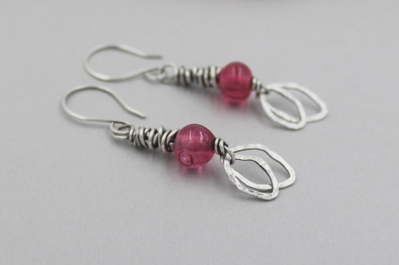 Pink Vintage Bead and Sterling Silver Artisan Dangle Earrings - Etsy