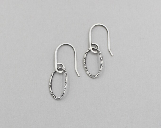 Tiny Silver Oval Hoop Earrings Textured Silver Short - Etsy