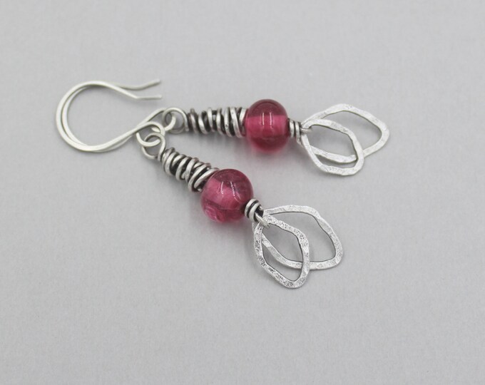 Pink Vintage Bead and Sterling Silver Artisan Dangle Earrings ...