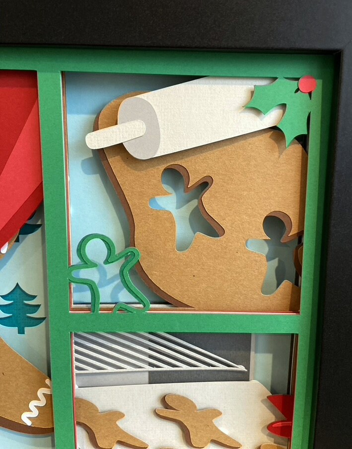 3D Christmas Gingerbread Man Shadow Box Template, Baking Shadow Box ...