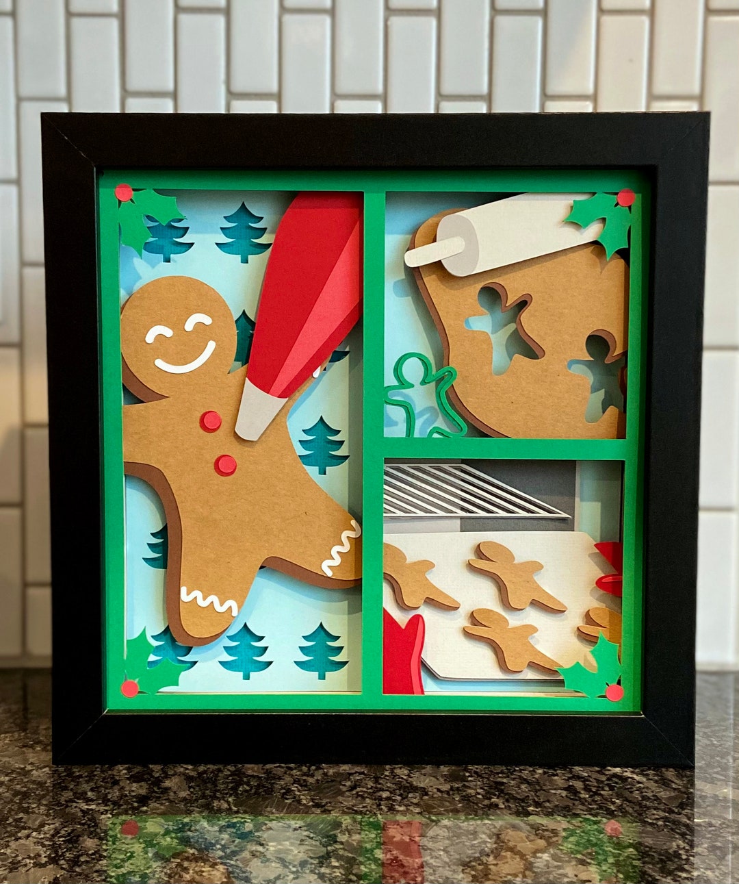 3D Christmas Gingerbread Man Shadow Box Template (digital Download) - Etsy