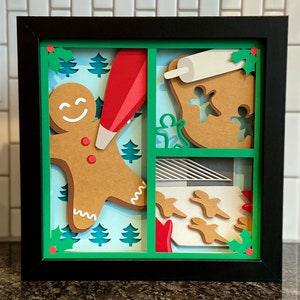 3D Christmas Gingerbread Man Shadow Box Template (digital Download) - Etsy
