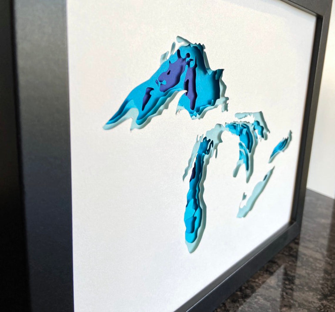 3D Great Lakes Depth Map Shadow Box SVG Great Lakes Shadow - Etsy Canada