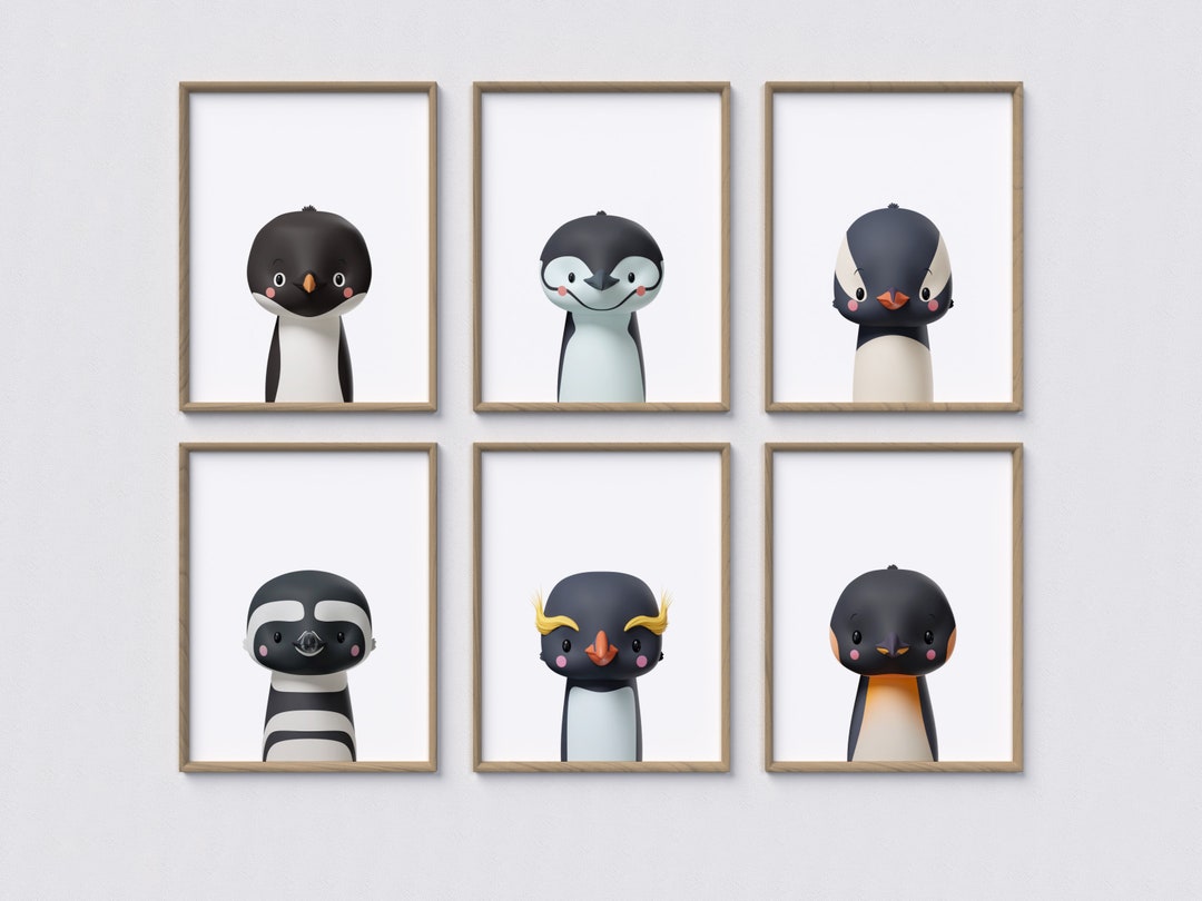 Arctic Animal Nursery Set IV, Penguins, Print Set of 6, Printable ...