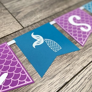 Mermaid Birthday Banner Bunting SVG Template: DIY Oneder the Sea ...