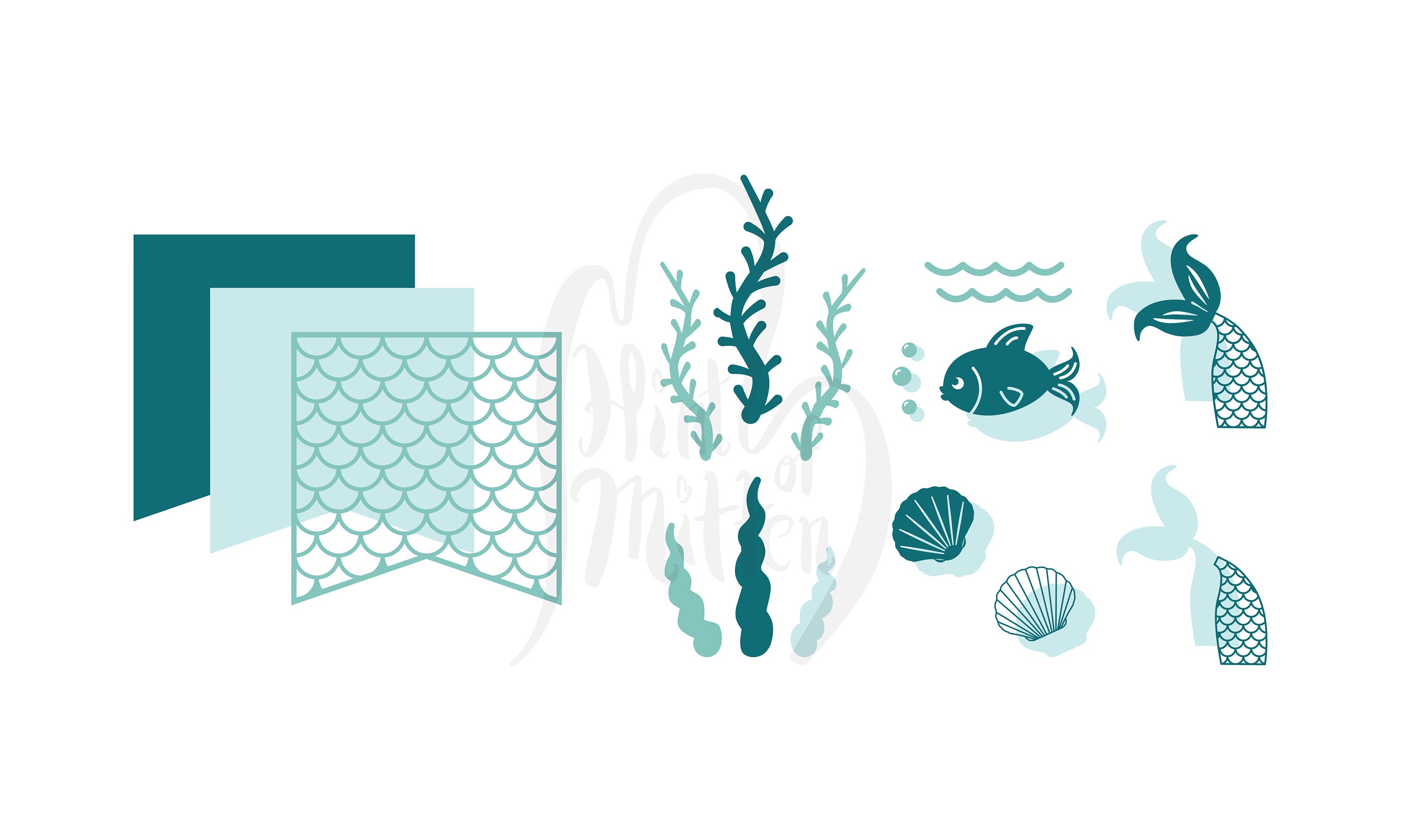 Mermaid Birthday Banner Bunting SVG Template: DIY Oneder the Sea ...