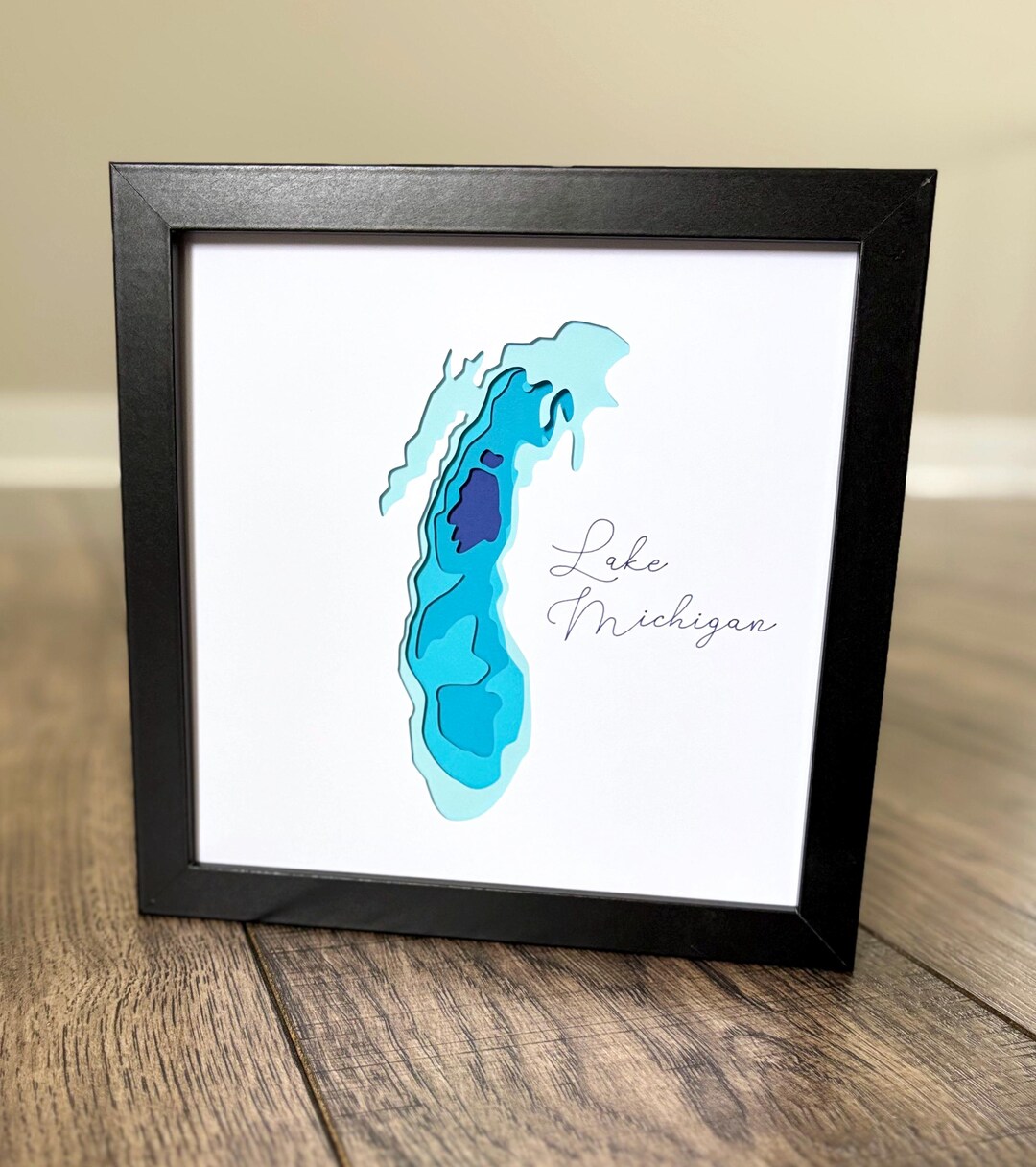 3D Lake Michigan Depth Map Shadow Box SVG | Michigan Lakes Wall Art ...