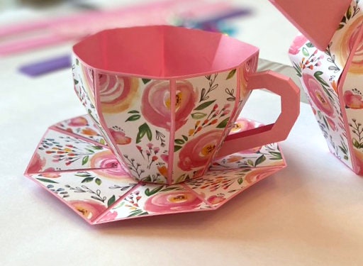 3D Paper Teacup SVG File 3D Paper Saucer SVG File Tea - Etsy Australia