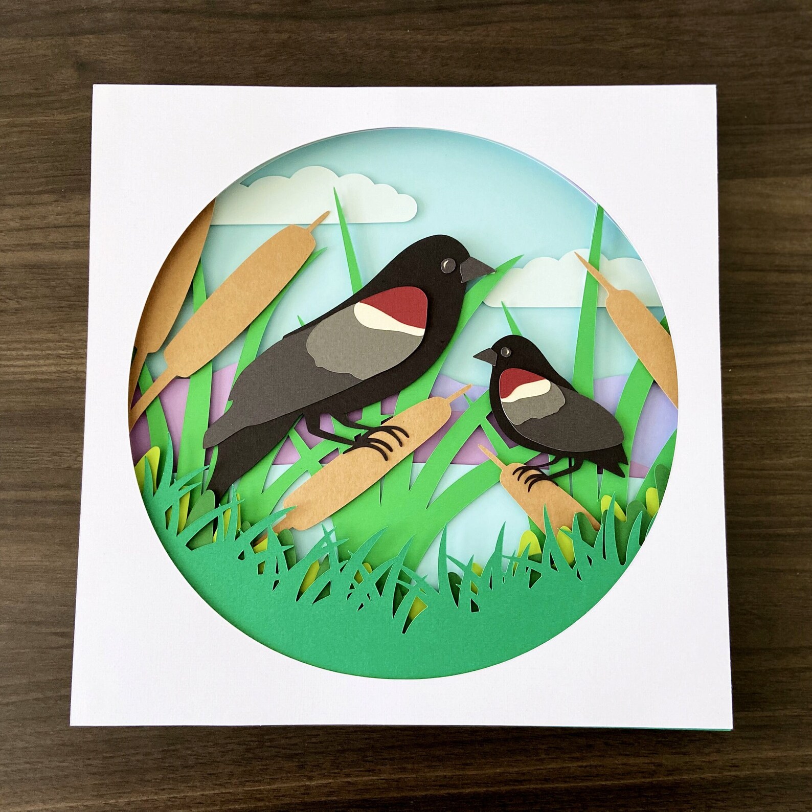 3D Red-winged Blackbird Shadow Box SVG: Bird Layered Cardstock Template ...