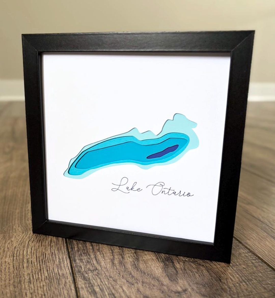 3D Lake Ontario Depth Map Shadow Box SVG | Michigan Lakes Wall Art ...