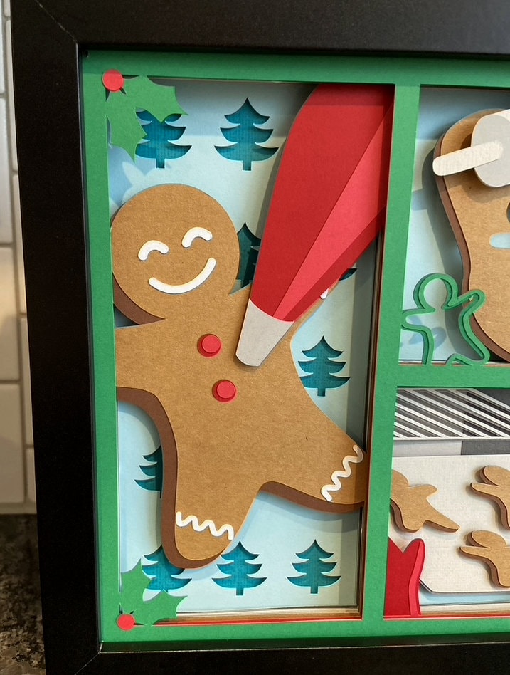 3D Christmas Gingerbread Man Shadow Box Template, Baking Shadow Box ...
