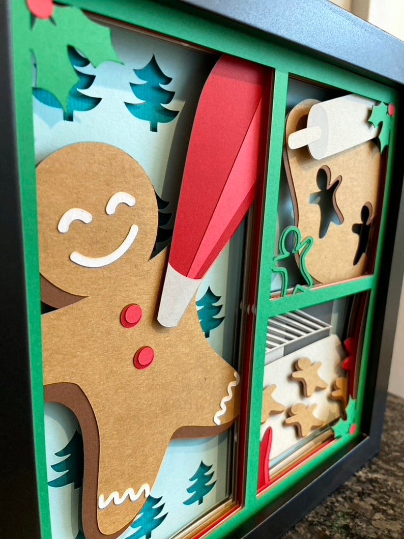 3D Christmas Gingerbread Man Shadow Box Template (digital Download) - Etsy