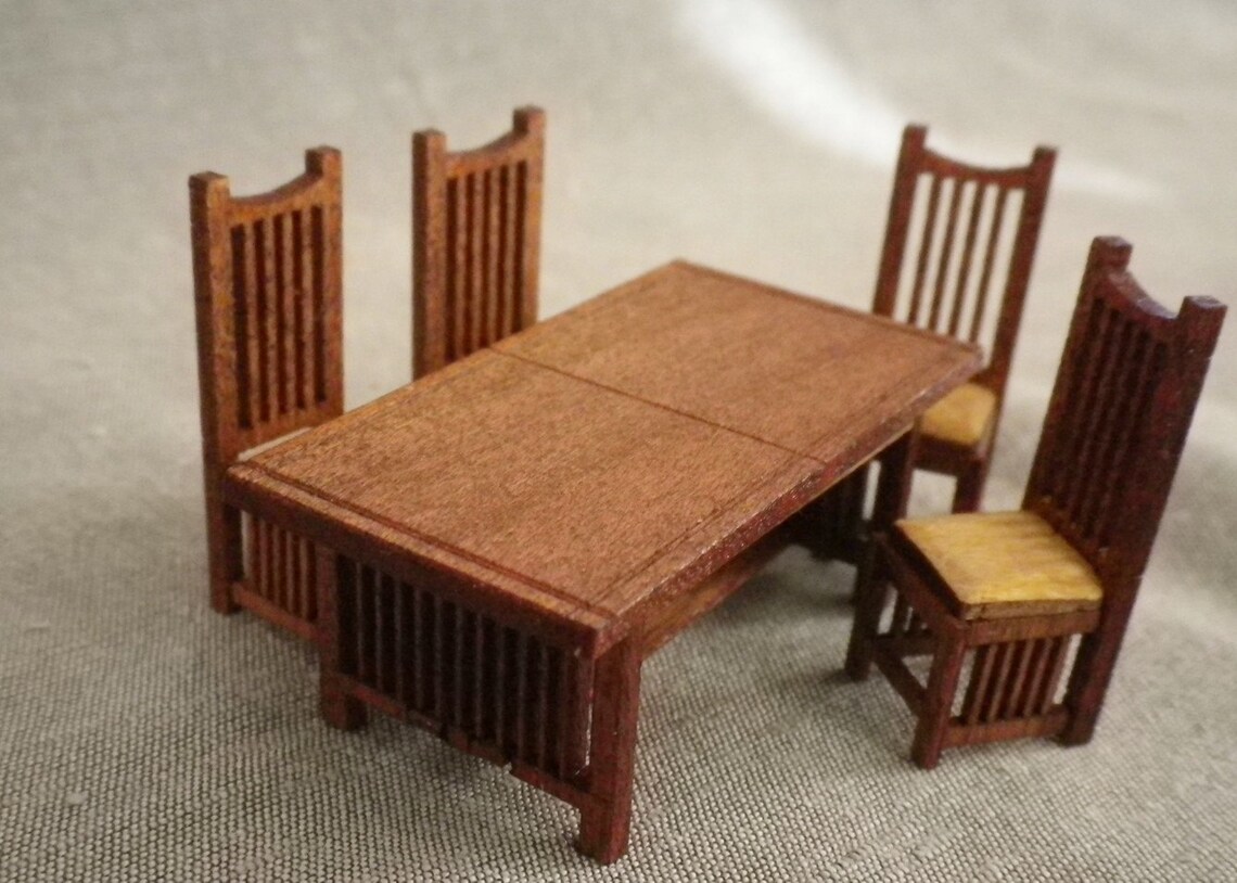 Stickley Style Dining Room Table and 4 Chairs Kit - Quarter Scale Kit ...