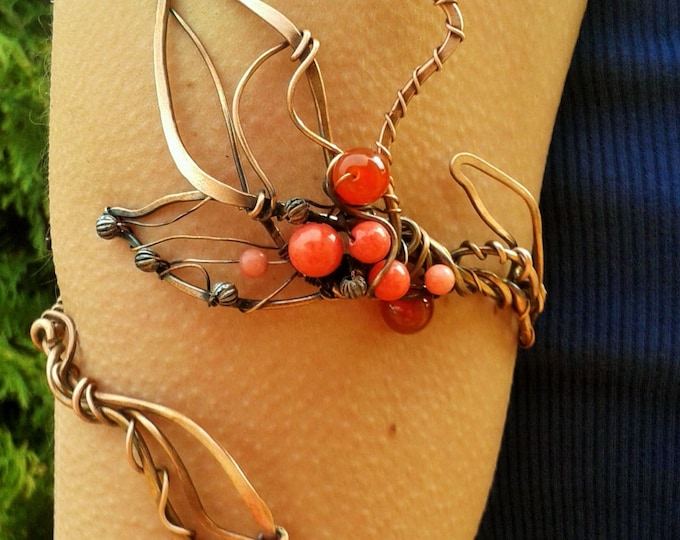 Copper Wire Arm Bracelet,copper Wire Arm Bracelet With Red Natural ...