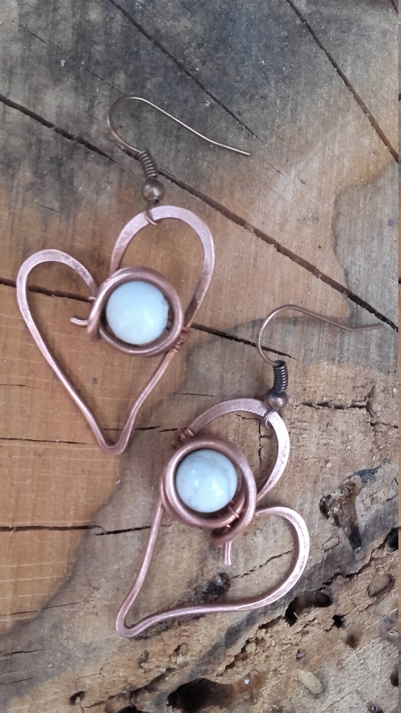 Sweet heart wire wrapped earringsLove earringsWire | Etsy