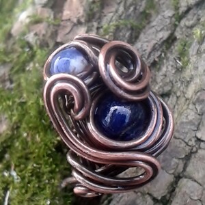 Copper Ringcopper Wire Ring With Natural Stones - Etsy