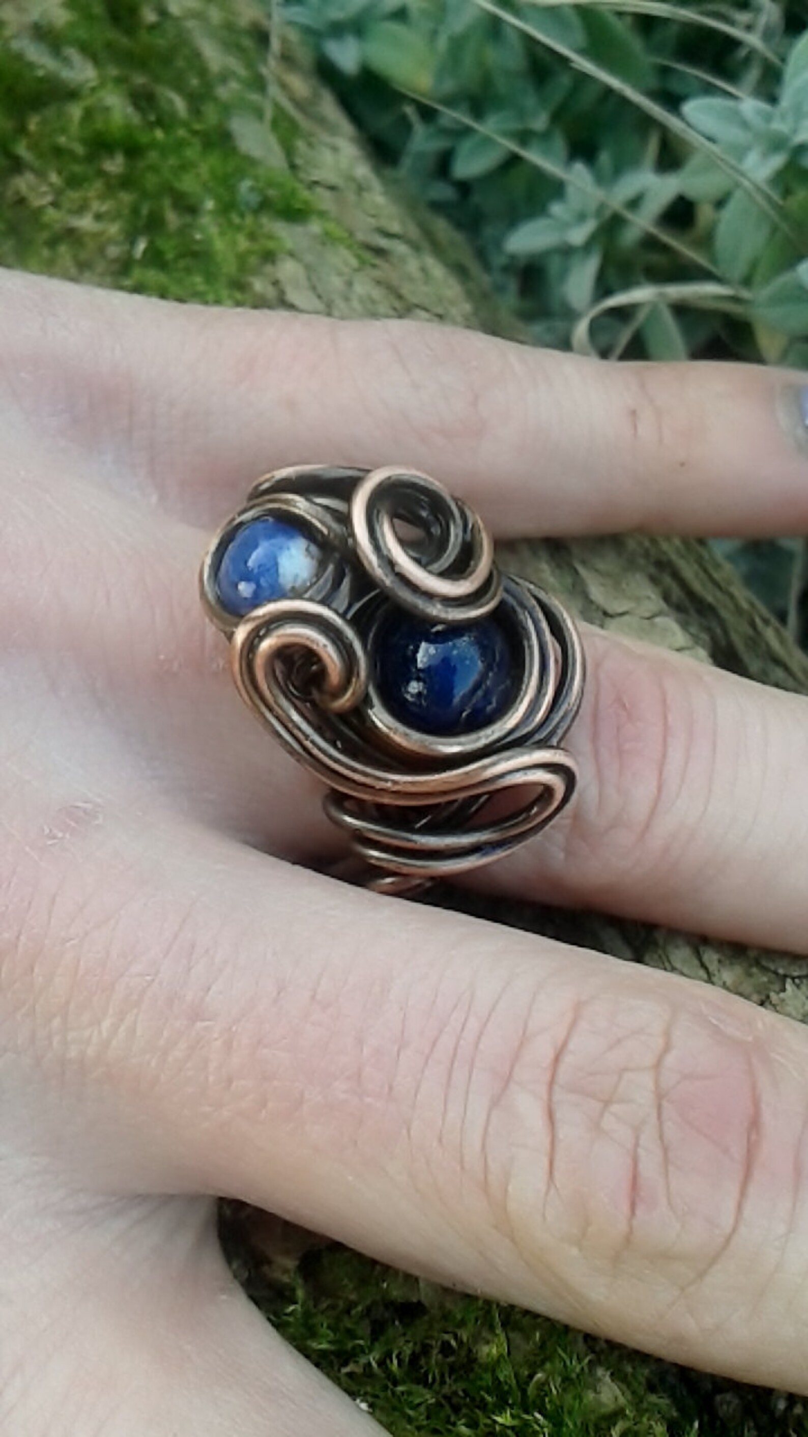 Copper Ringcopper Wire Ring With Natural Stones - Etsy