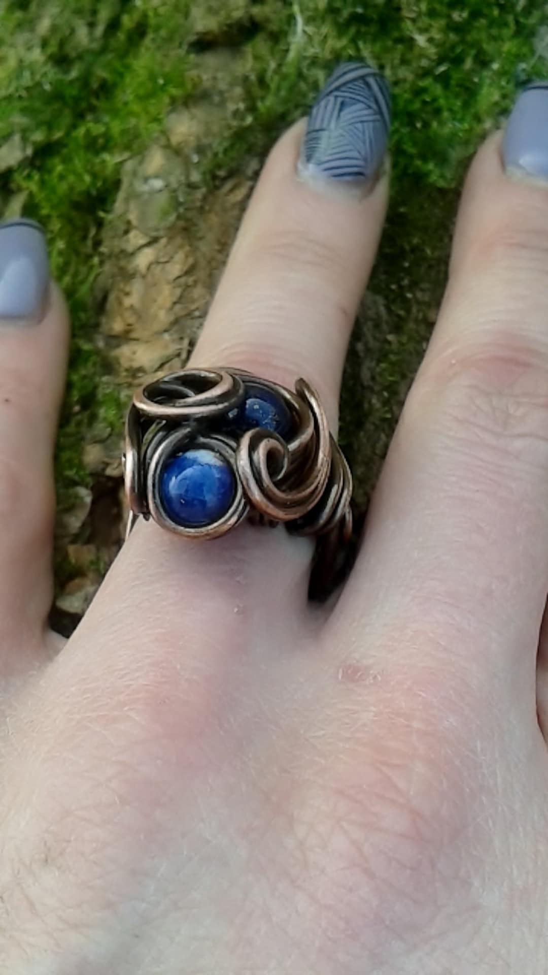 Copper Ringcopper Wire Ring With Natural Stones - Etsy