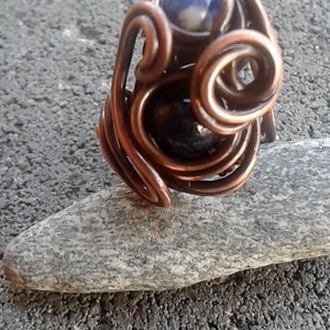 Copper ringCopper wire ring with natural stones | Etsy