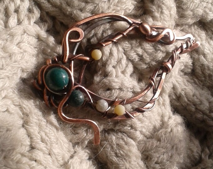 Copper Wire Leaf Shawl Pin With Natural Moss Agate Stones ,shawl Pin ...