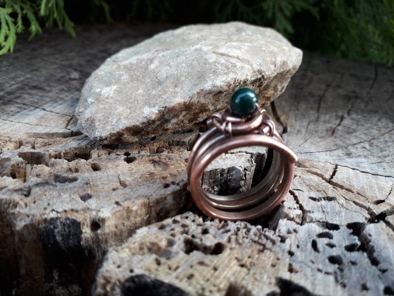 Wire wrapping ring with white green JadeCopper wire | Etsy