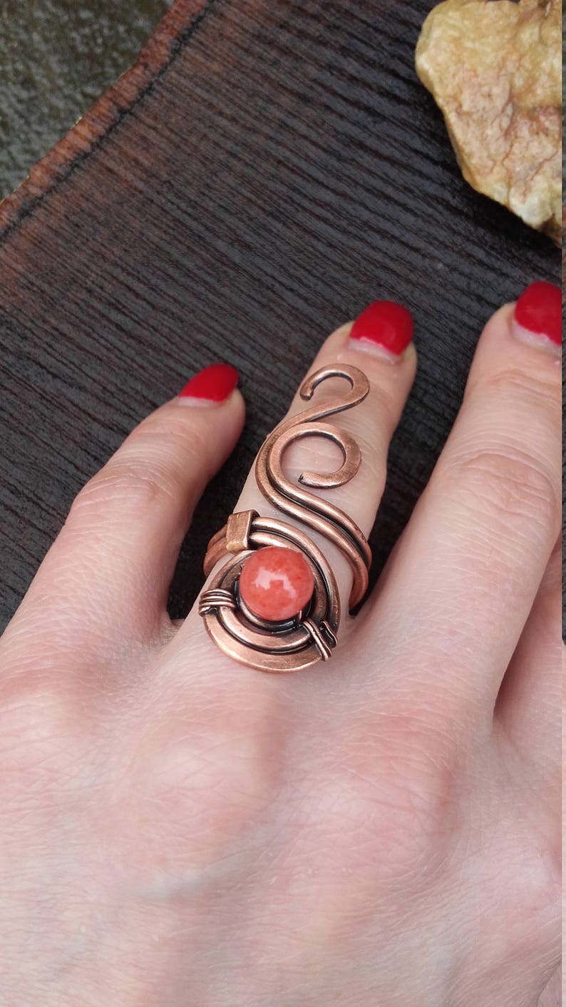 Simple Copper Wire Wrapped Ring With Jade Beadcopper Wire | Etsy