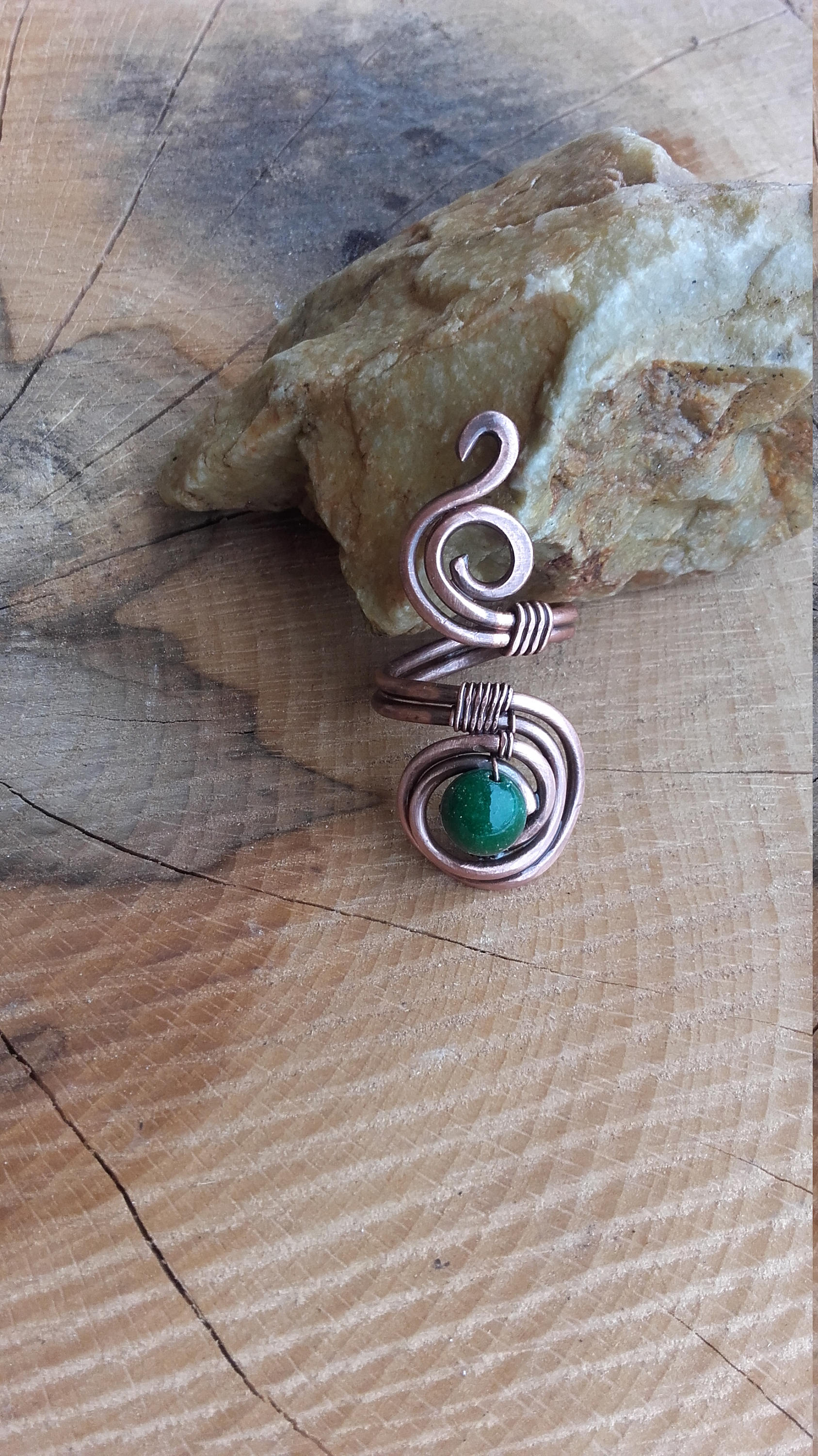 Simple Copper Wire Wrapped Ring With Jade Beadscopper Wire | Etsy
