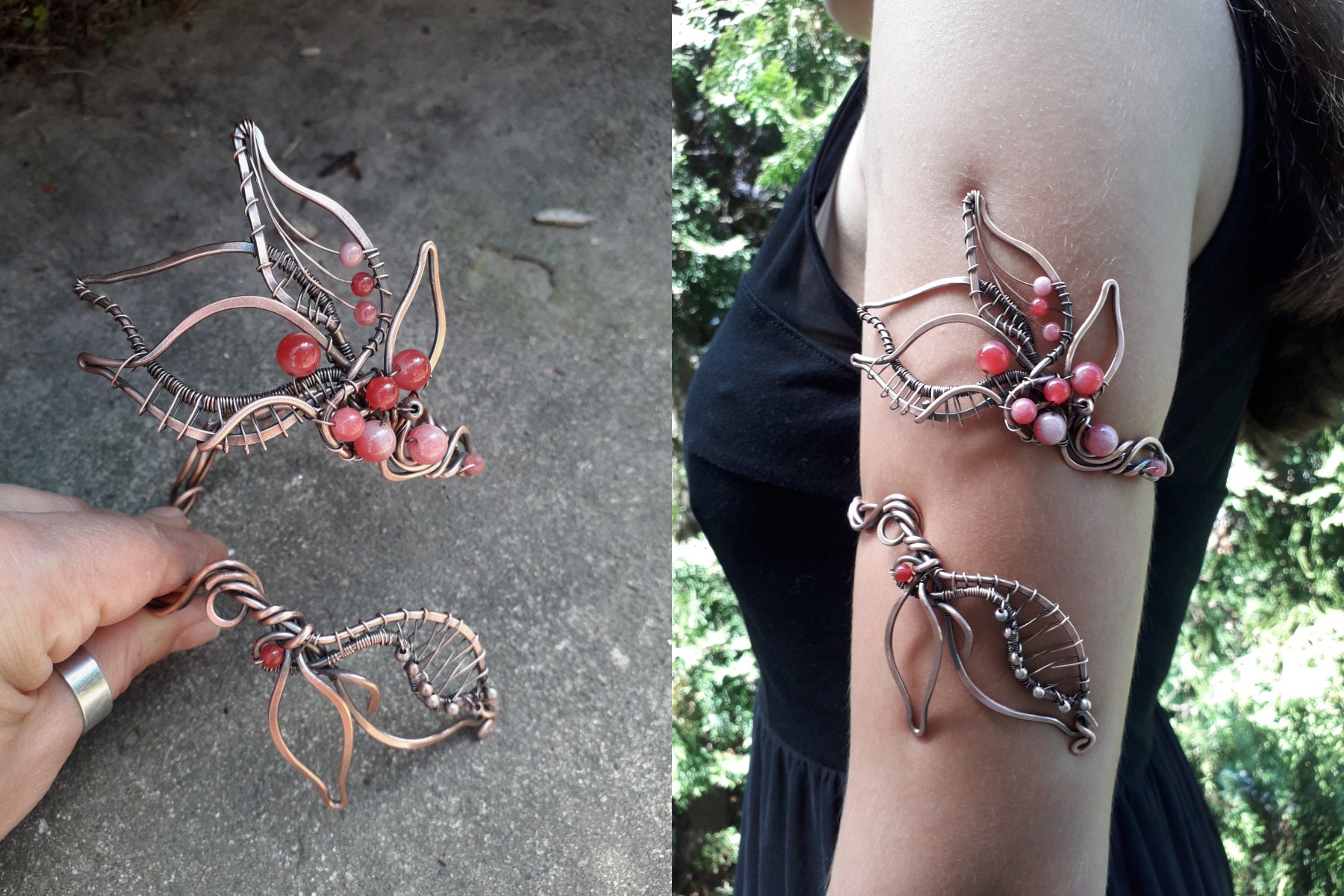 Copper Wire Arm Braceletcopper Wire Arm Bracelet With Purple | Etsy