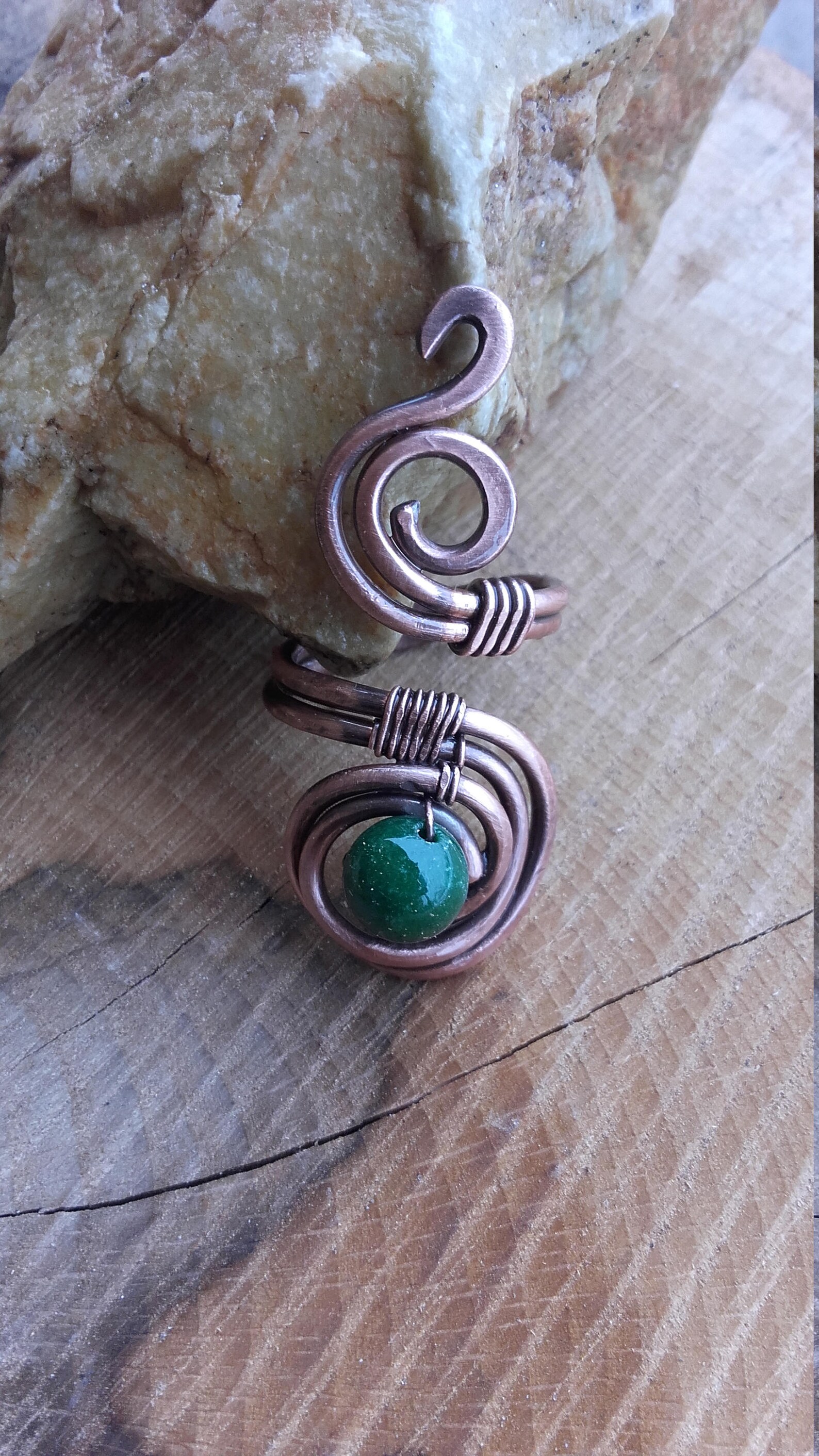 Simple Copper Wire Wrapped Ring With Jade Beadscopper Wire - Etsy