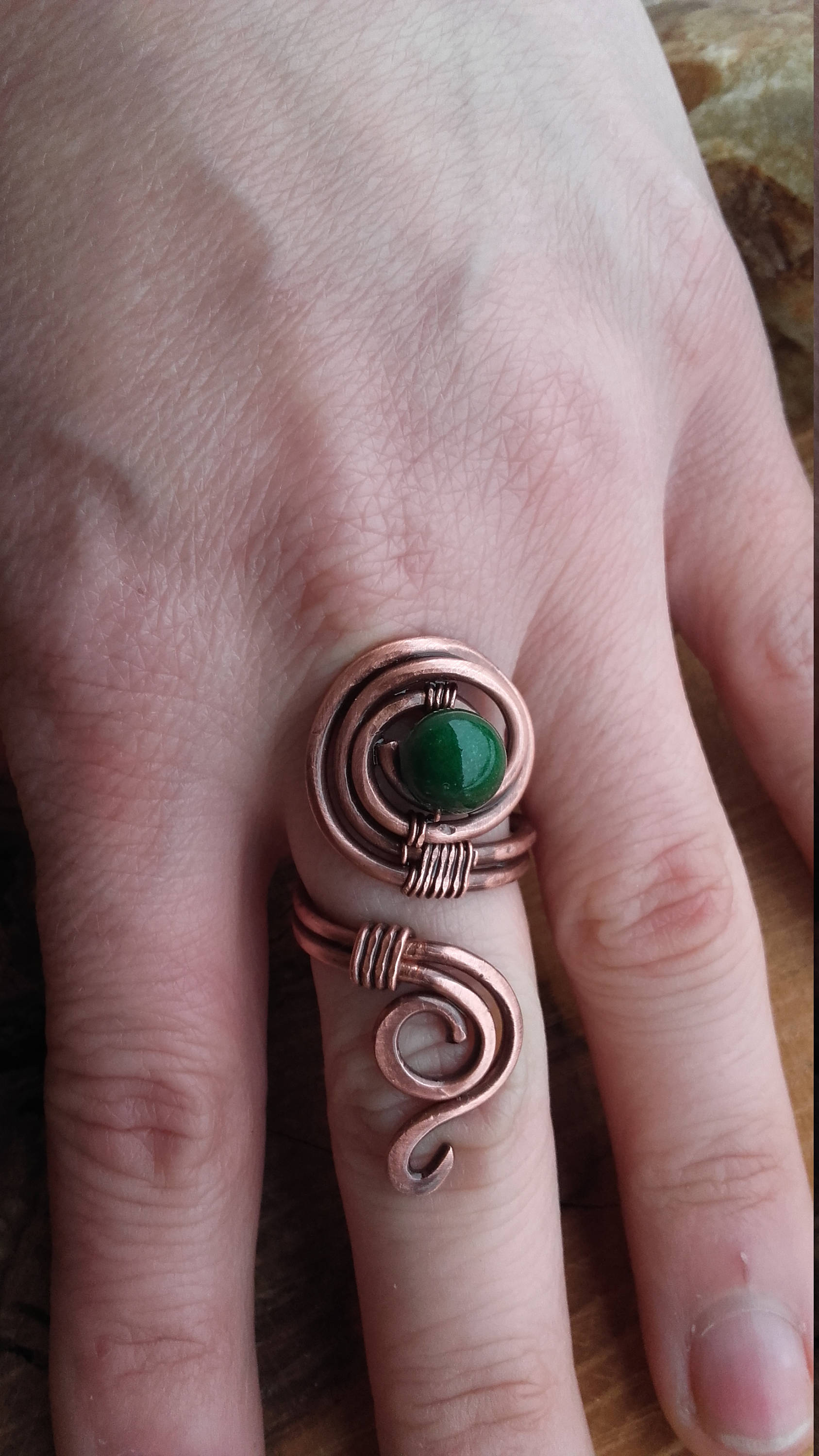 Simple copper wire wrapped ring with Jade beadsCopper wire | Etsy