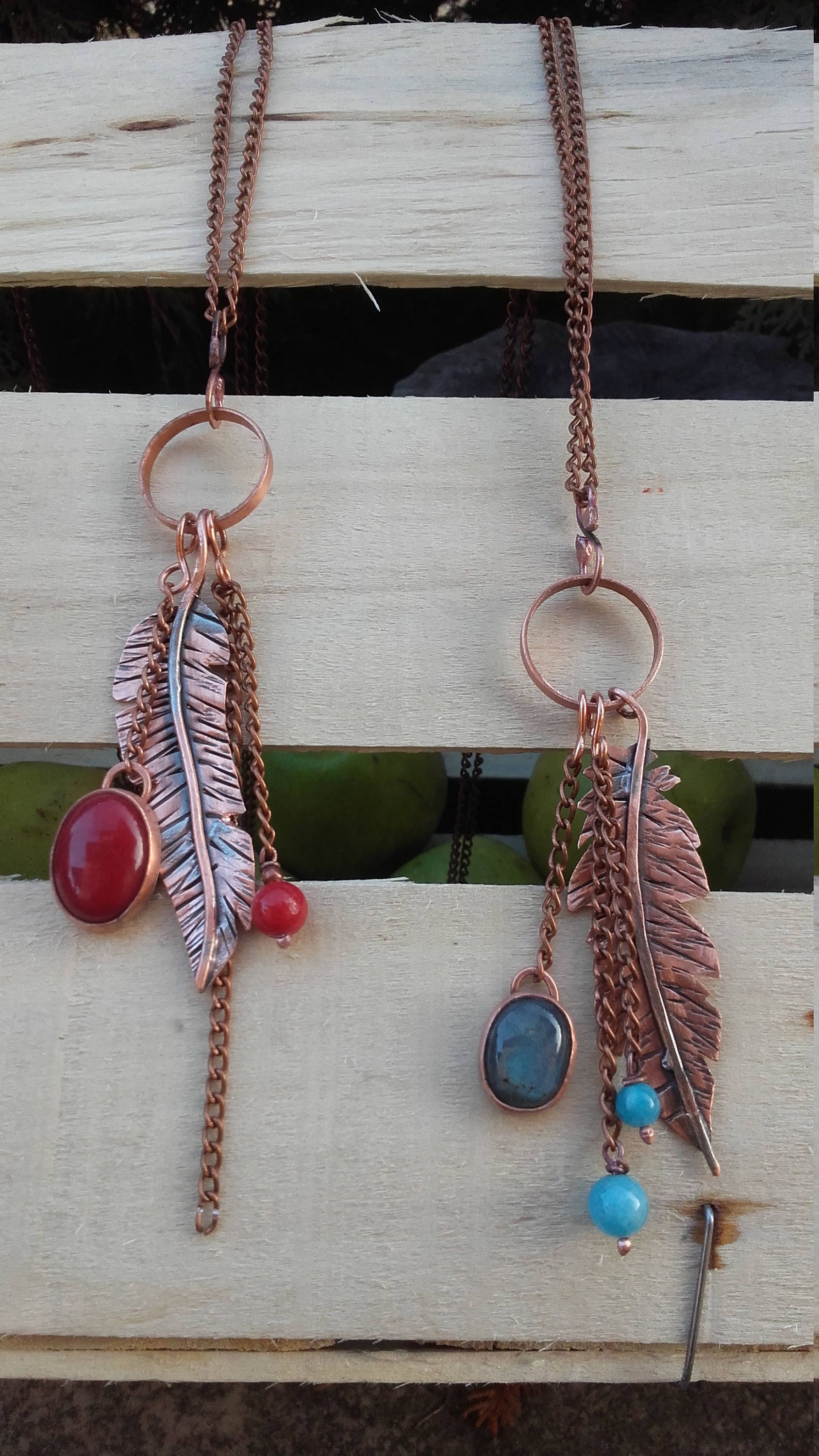 Copper Charm Necklace With Amethyst charm Necklacecopper | Etsy