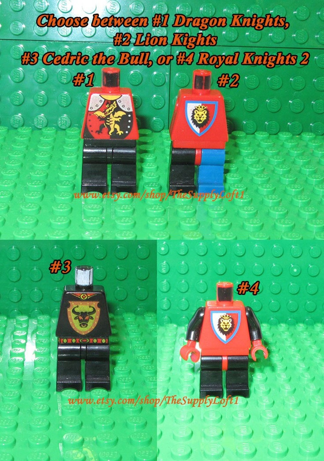 Vintage Lego Mini-figure Knights Bodies Choice Between Dragon Knights ...