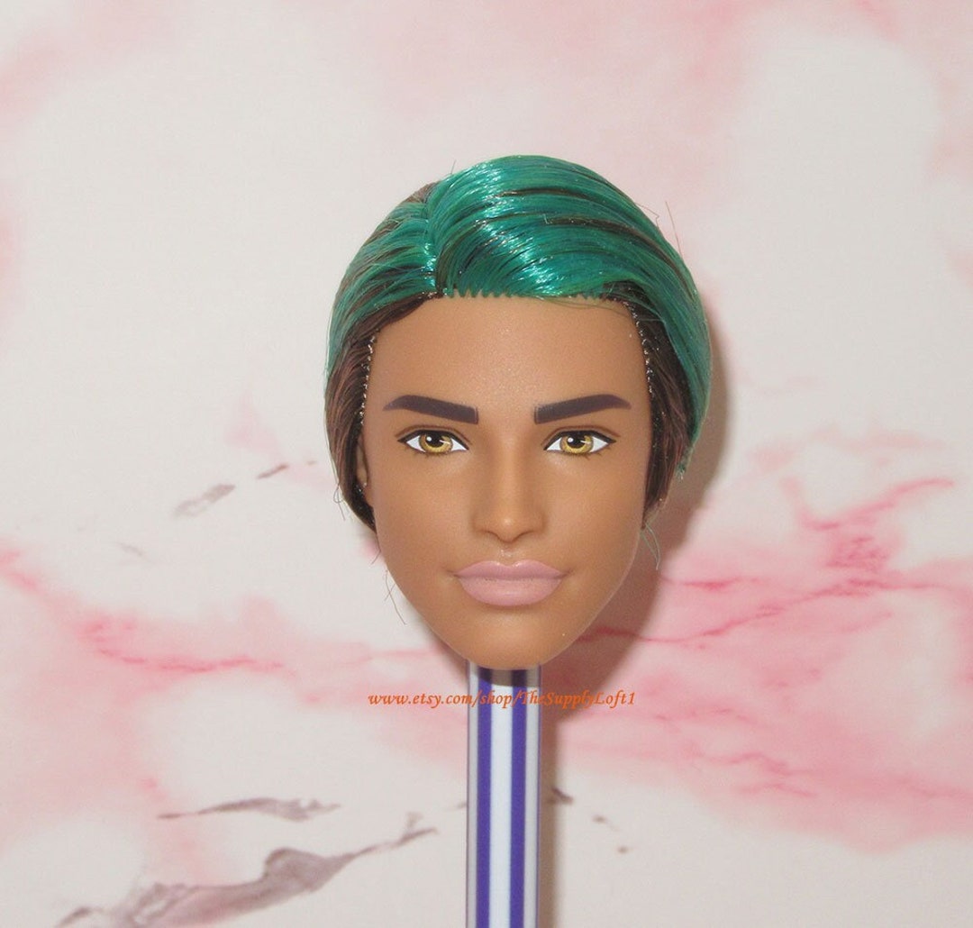 New Ken Extra Fly Doll Head Green and Brown Hair for Customization ...