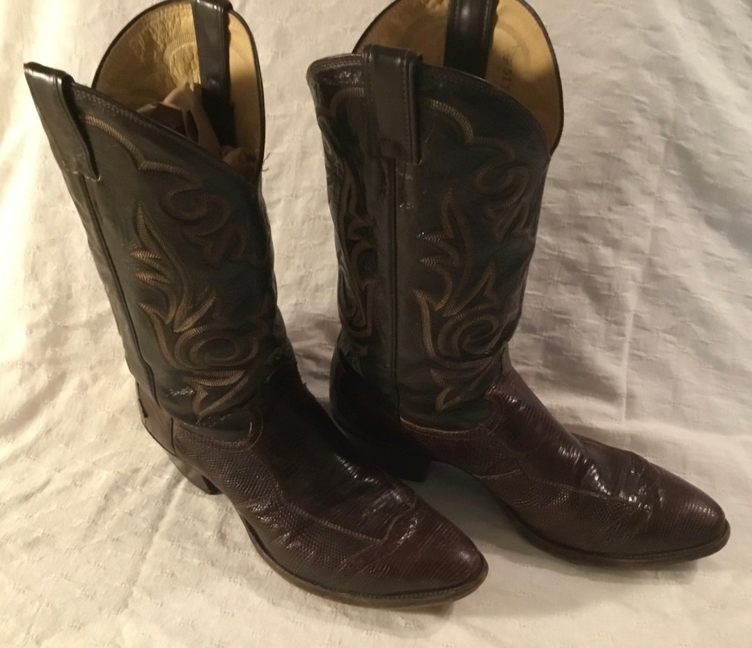 1990s Justin Men’s Leather Reptile Cowboy Boot 11D Corral Western Line ...