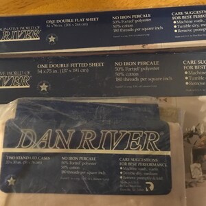 1980s Dan River Double Flat and Fitted Two Standard Pillow Cases Bedding Percale Linens NOS Dots ...