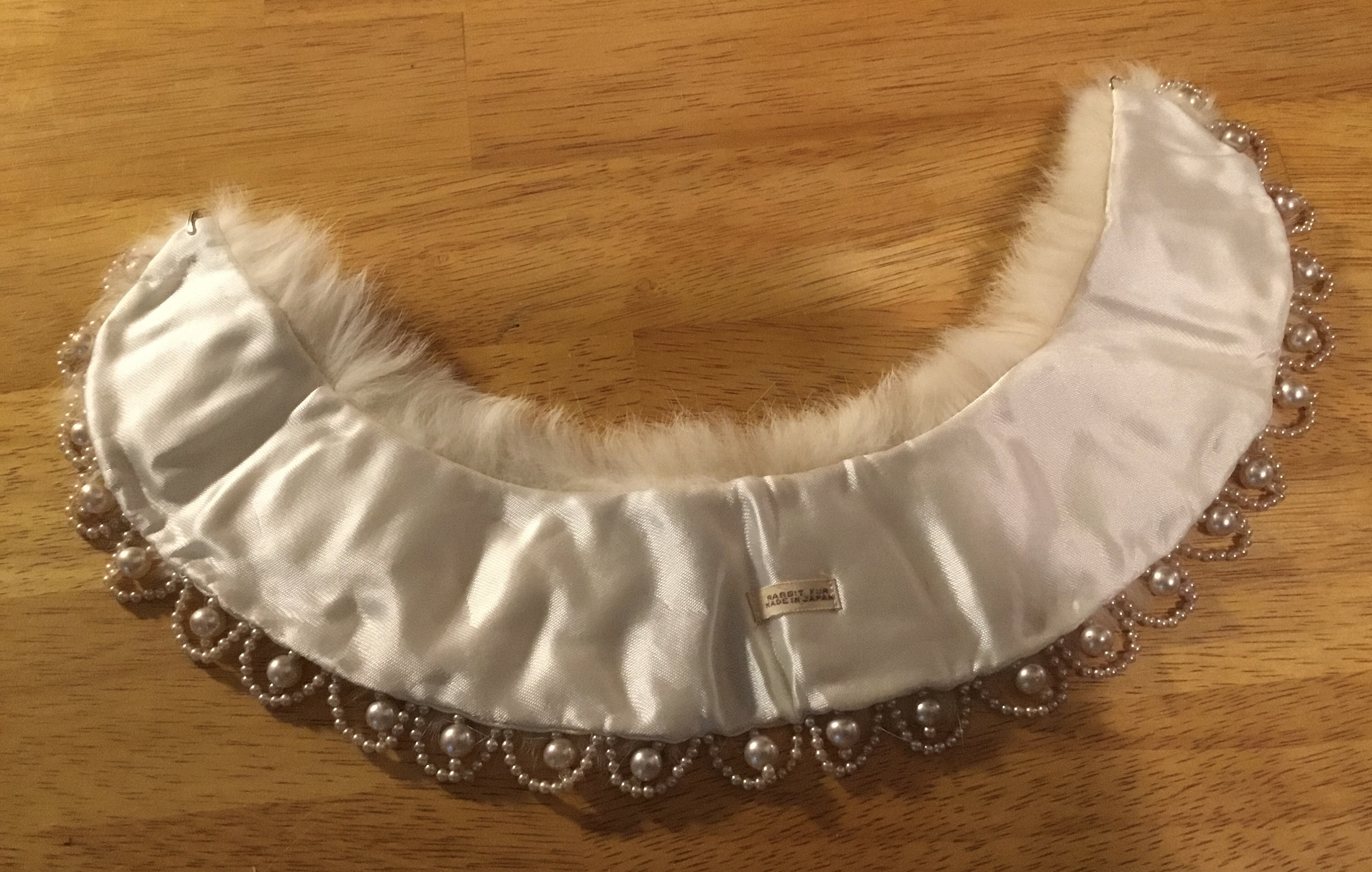 1950s Rabbit fur choker collar accent faux pearl made in Japan | Etsy