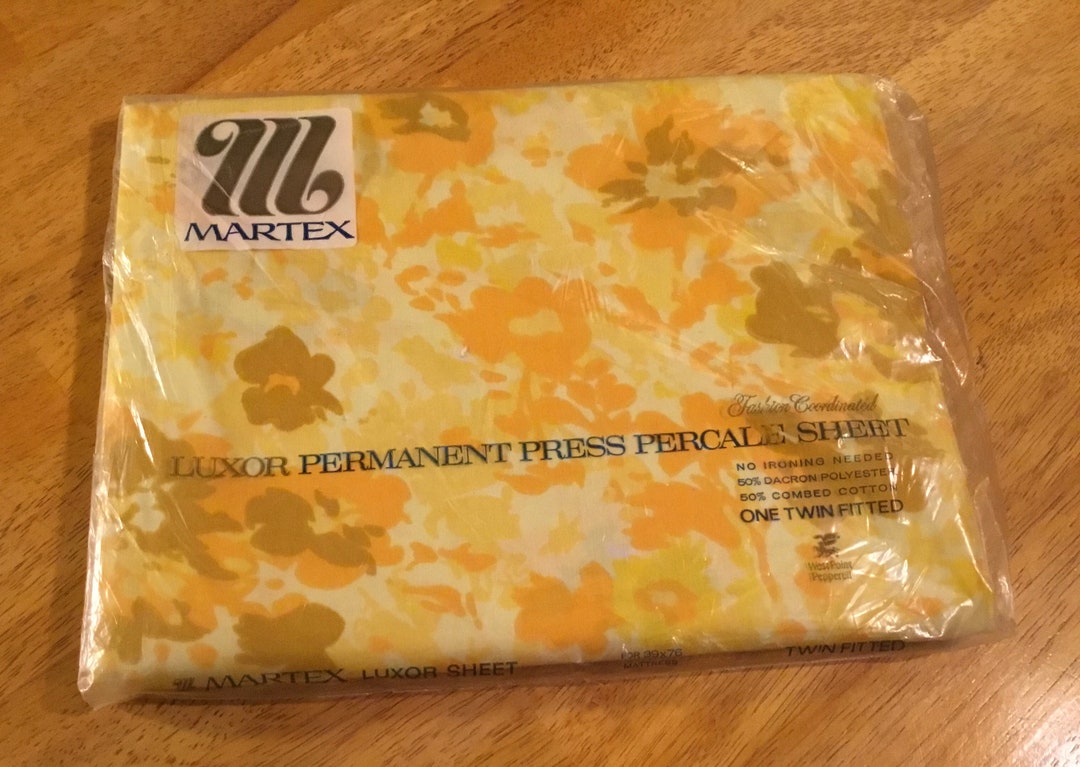 1980s Martel Percale Twin Fitted Luxor Sheet MIP Floral Print Bedding ...