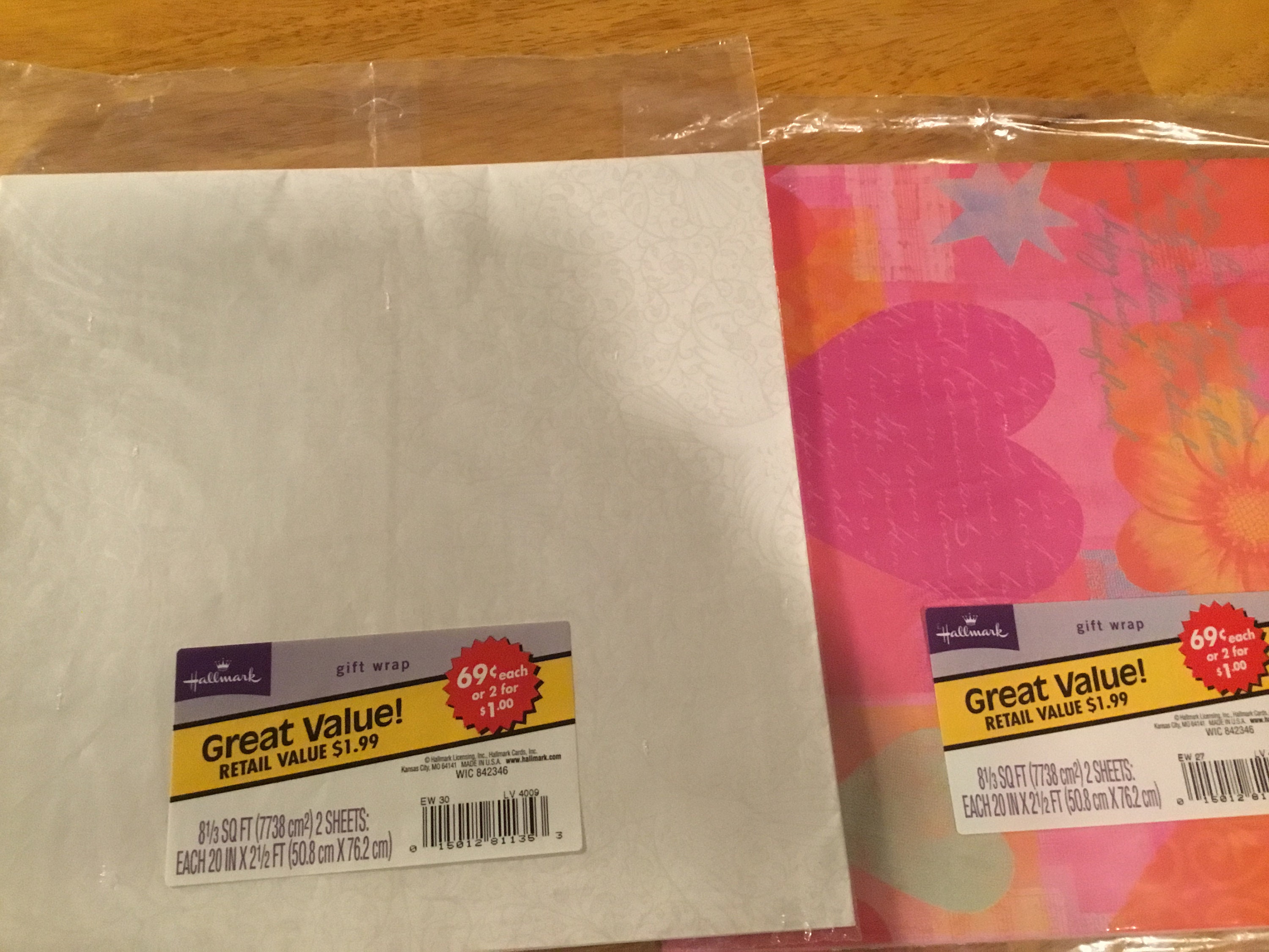 1990s Hallmark gift wrap paper four packages love roses hearts white ...
