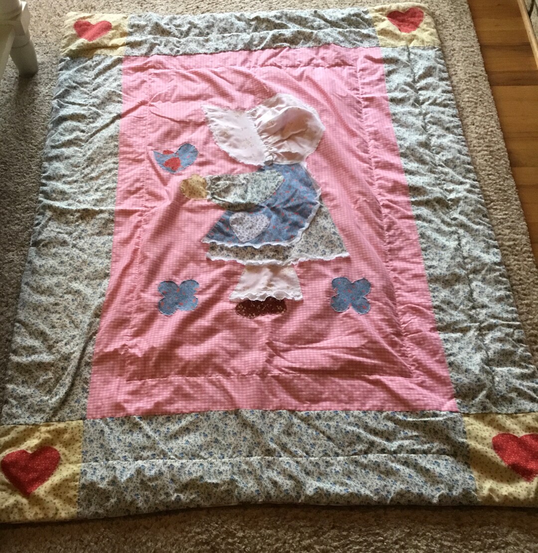 Sun Bonnet Sue Baby Quilt Bedding Throw Handmade Linen - Etsy