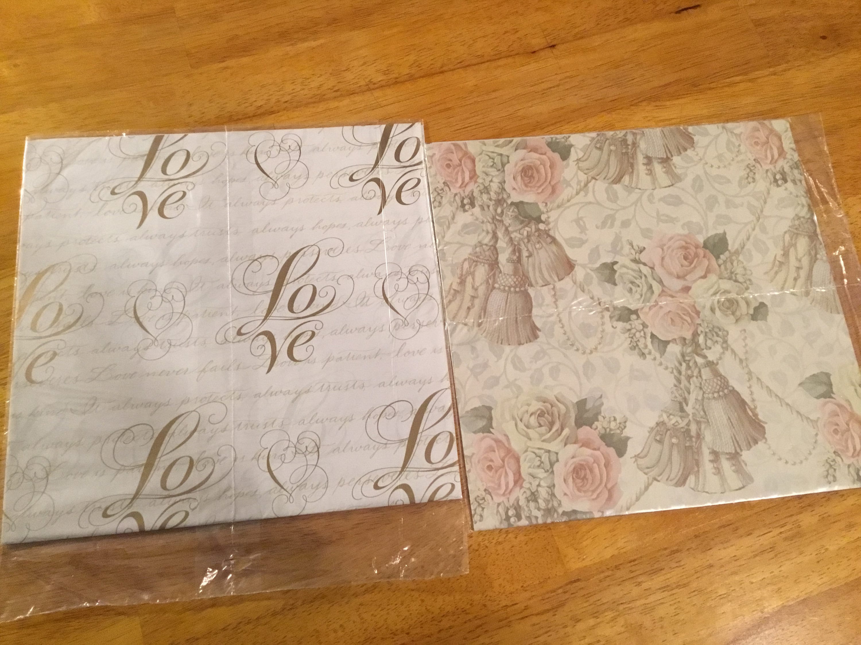 1990s Hallmark gift wrap paper four packages love roses hearts white ...